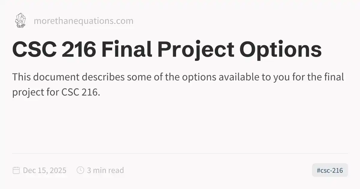 CSC 216 Final Project Options