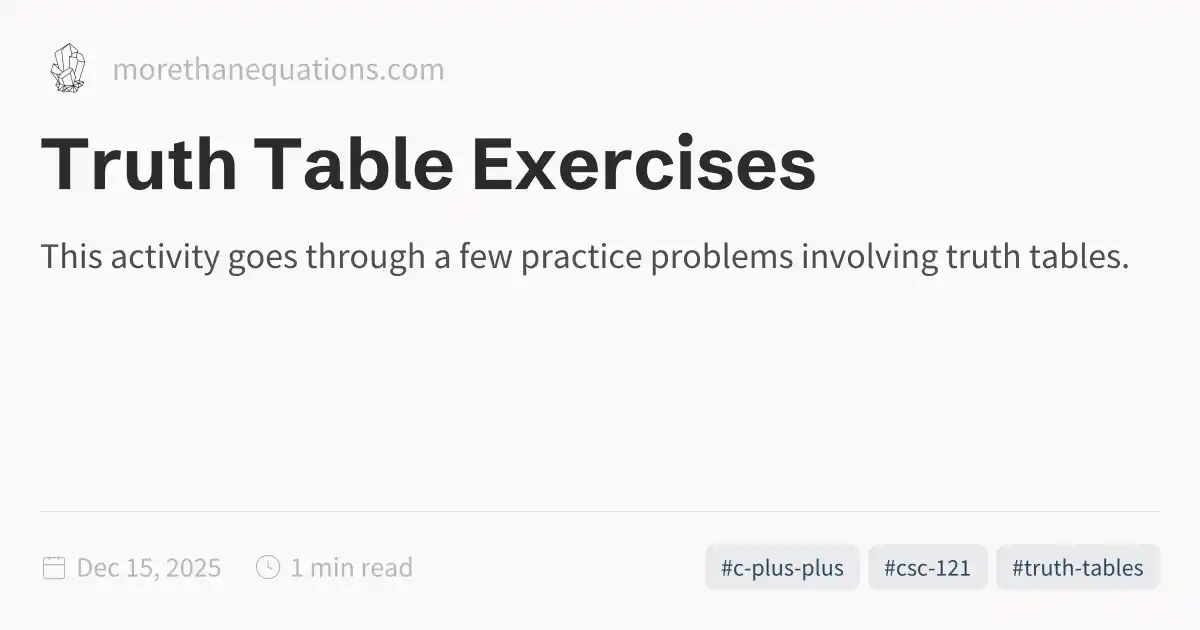 Truth Table Exercises