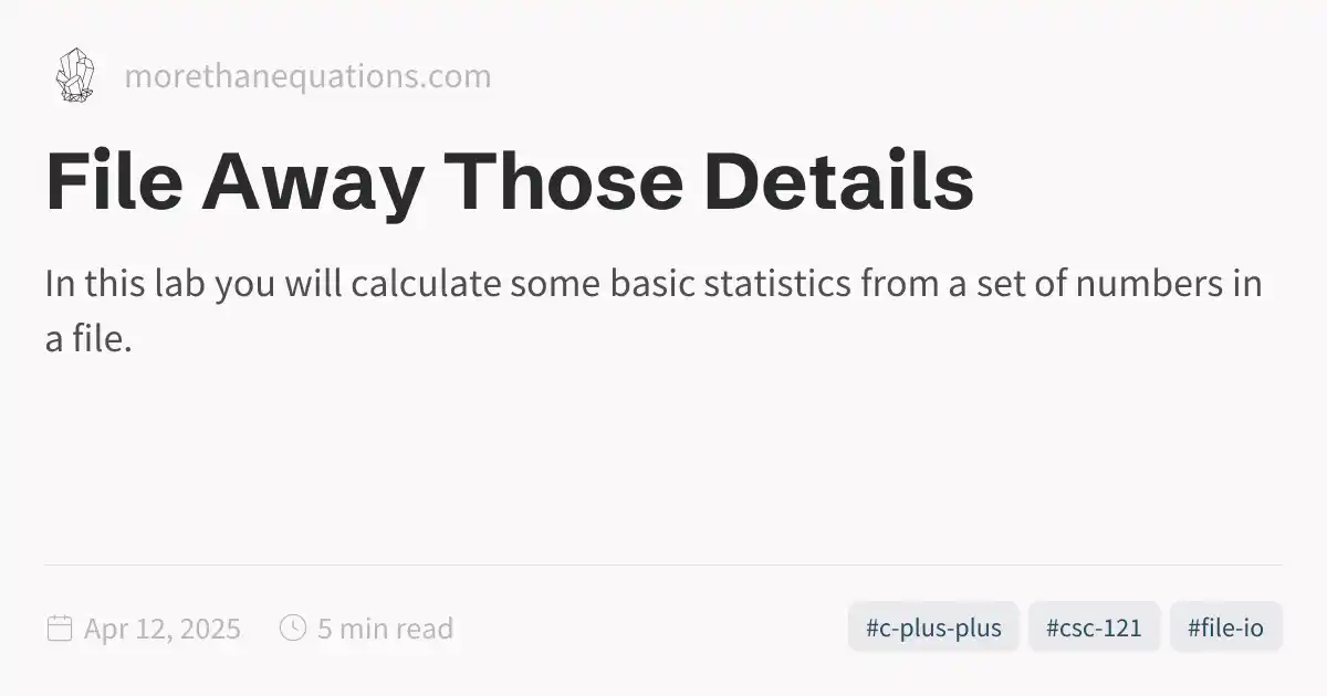 File Away Those Details