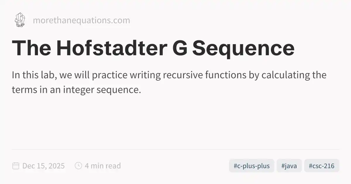 The Hofstadter G Sequence