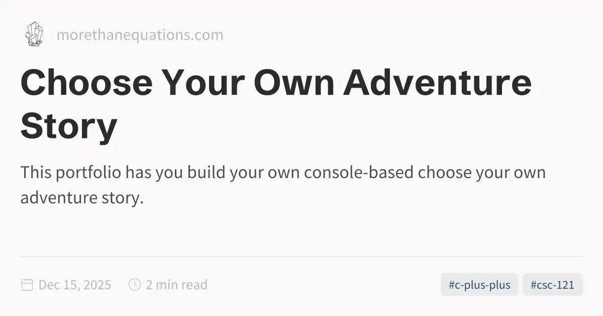 Choose Your Own Adventure Story