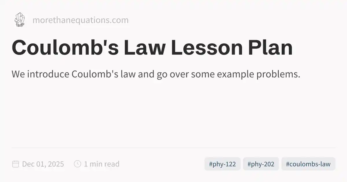 Coulomb's Law Lesson Plan