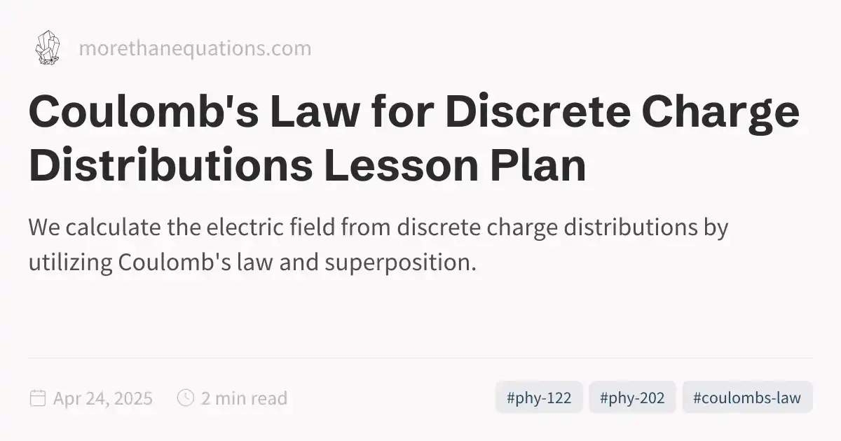 Coulomb's Law for Discrete Charge Distributions Lesson Plan