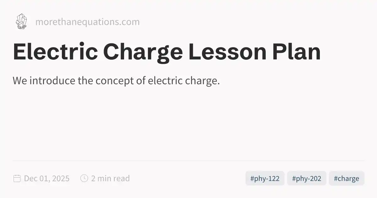 Electric Charge Lesson Plan