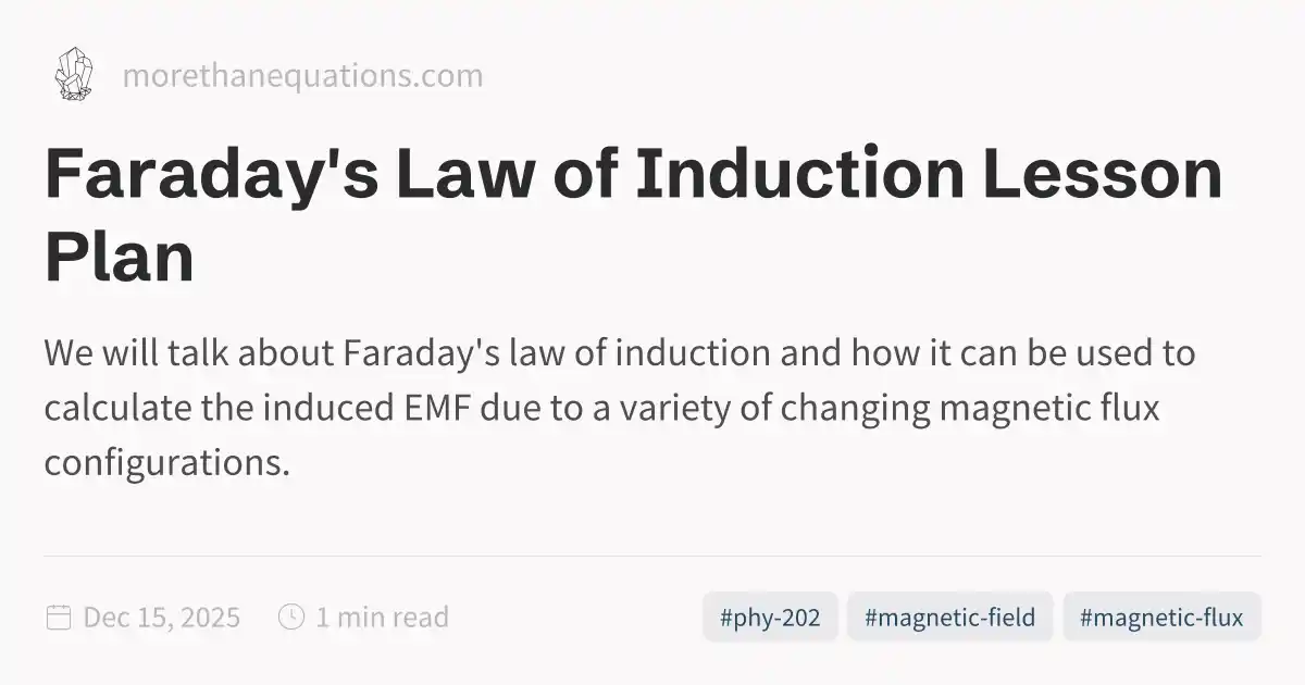 Faraday's Law of Induction Lesson Plan