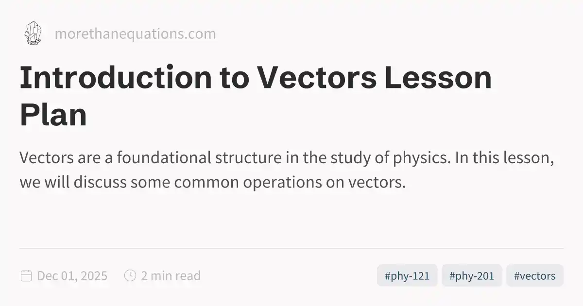 Introduction to Vectors Lesson Plan