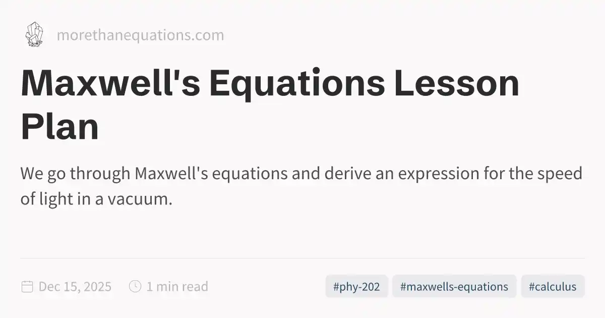 Maxwell's Equations Lesson Plan