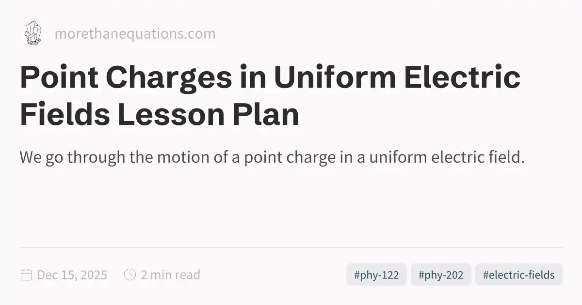 Point Charges in Uniform Electric Fields Lesson Plan