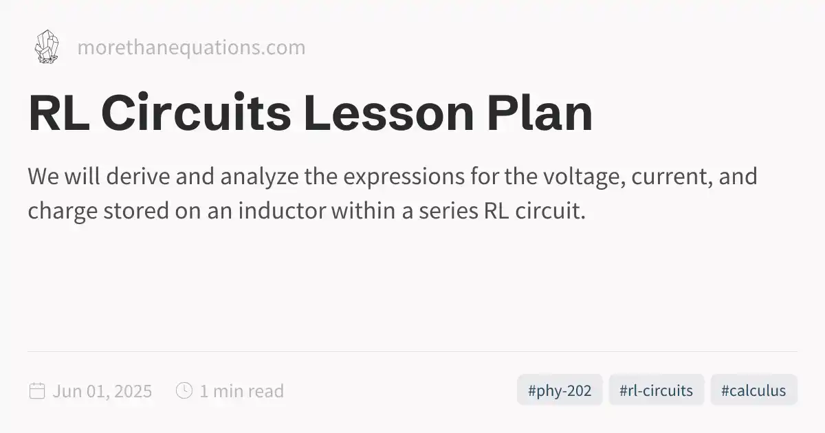 RL Circuits Lesson Plan